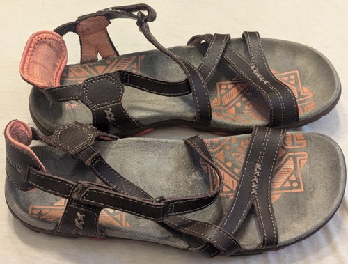 Merrell Women's Size 9 Brown / Pink Leather Strappy Sport Sandals | eBay