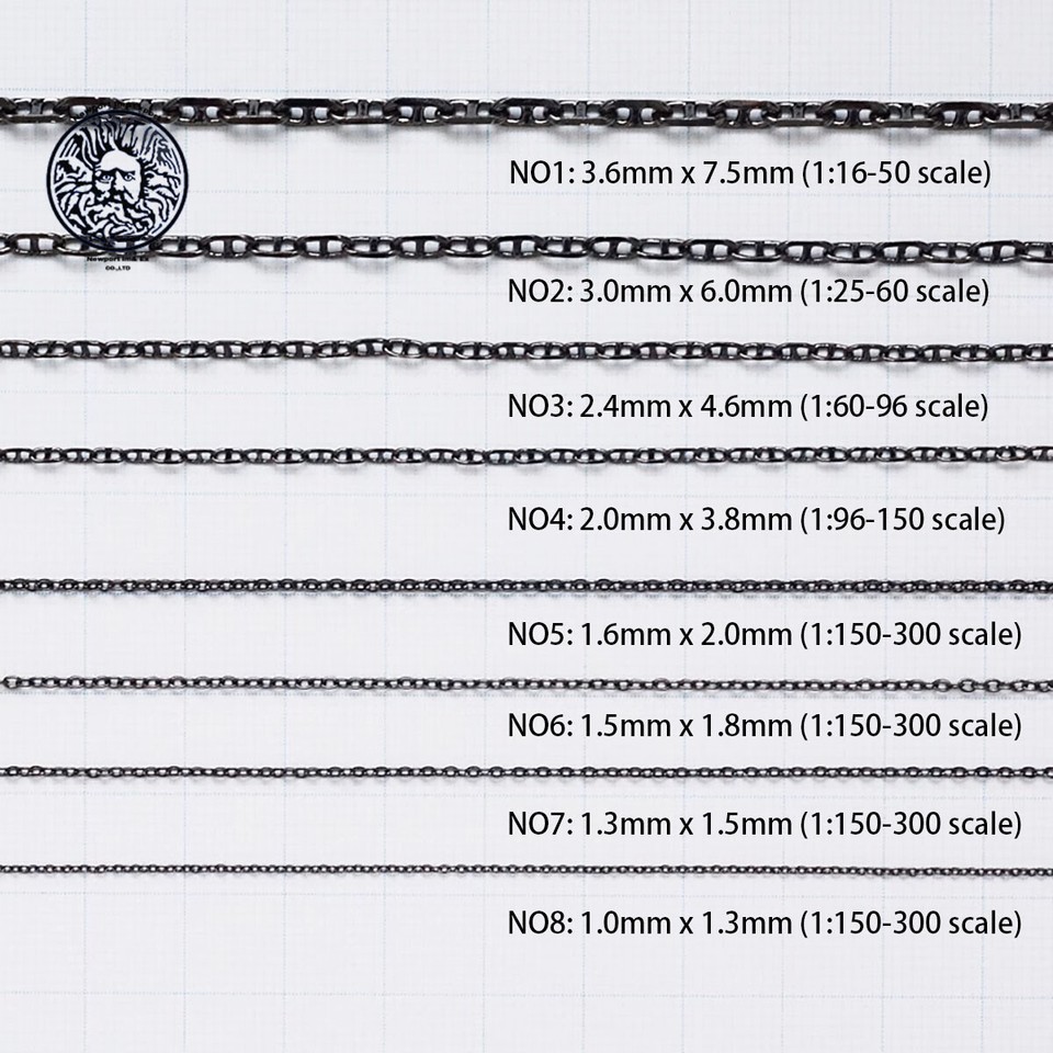 Black Metal Anchor Chains - Stud Link Chains for RC Model Ships and ...