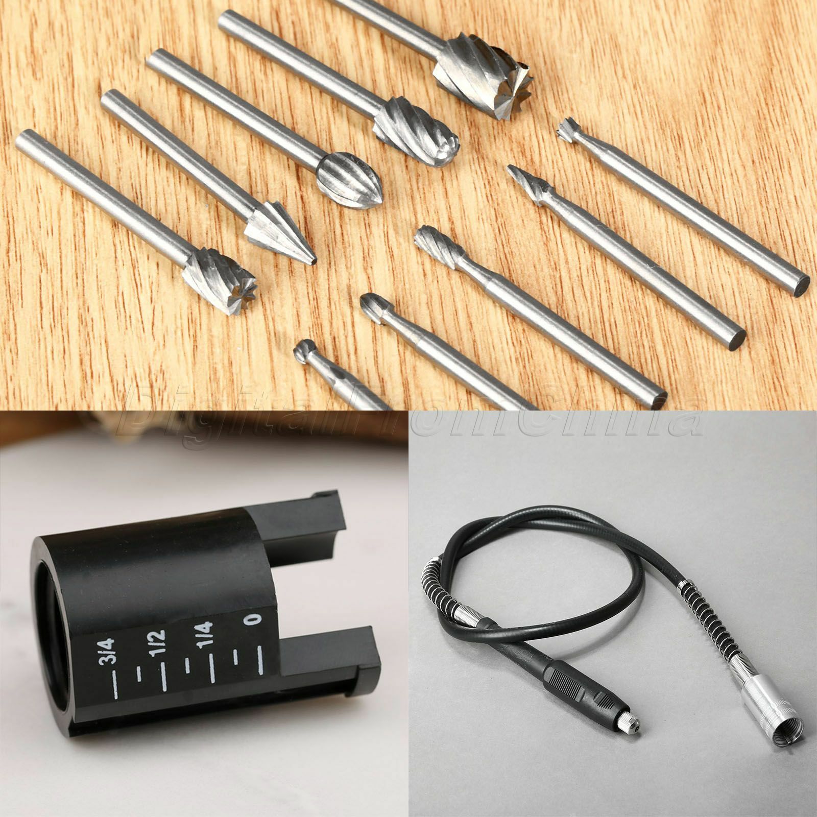 12pcs/set Drill Bits & Flexible Shaft Rotary Tool Kit Grinder Grinding ...