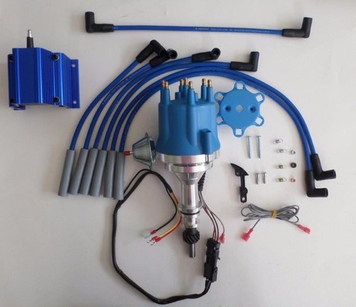 small cap FORD INLINE 6 170-200-250 Blue HEI Distributor+COIL+ spark ...