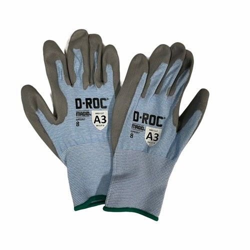 (12-Pk) Magid Palm Coated Work Gloves Polyurethane A3 Blue/Gray Size 7 ...