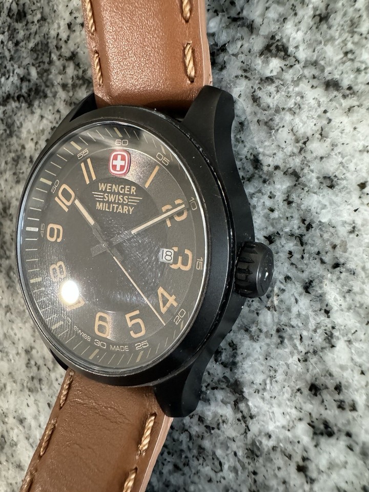 Wenger Swiss Military Terragraph Quartz Watch Black New Battery 79214 ...