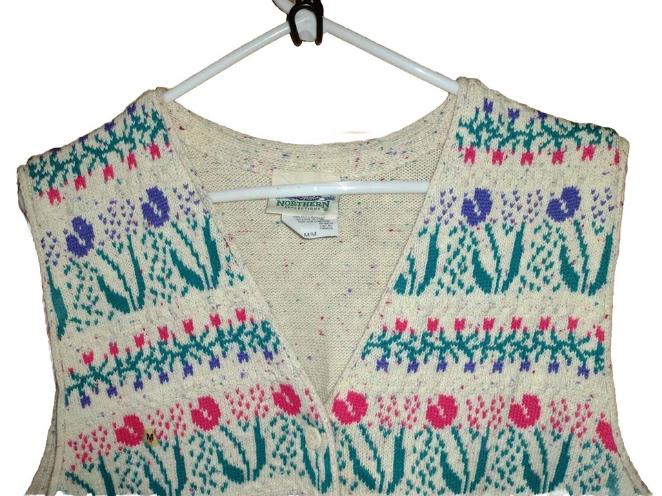 Northern Reflections sweater vest with Tulips Confetti Yarn Size Medium ...