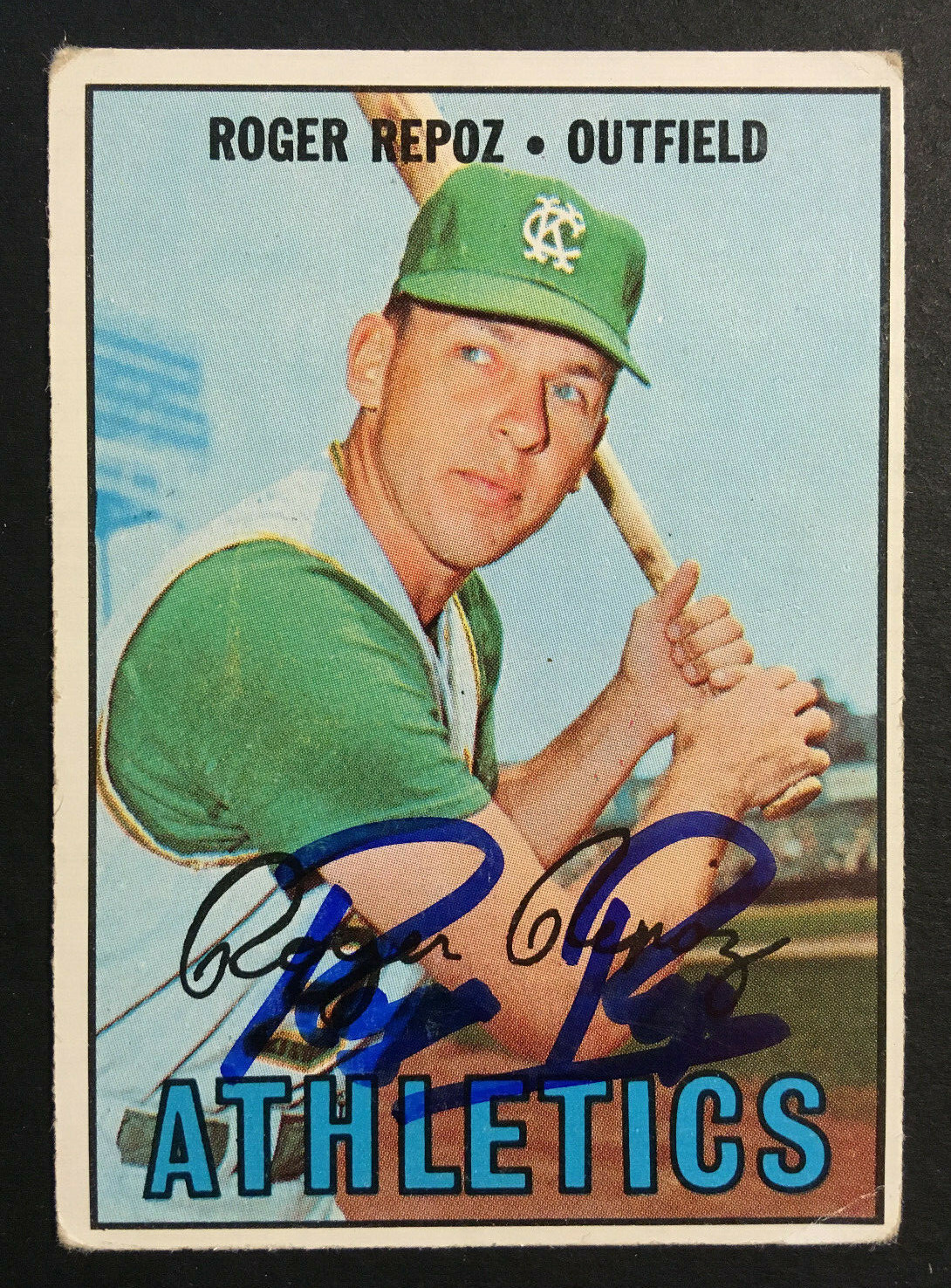 Roger Repoz A's Athletics signed 1967 Topps baseball card #416 Auto ...