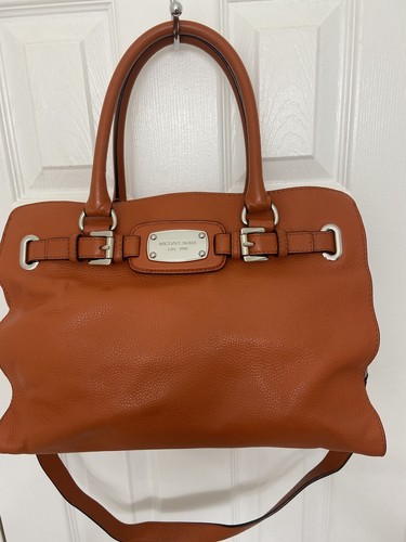 🌞MICHAEL KORS HAMILTON LARGE OSTRICH LEATHER TANGERINE ORANGE NS TOTE ...