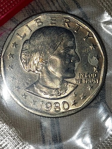 1980 D Susan B Anthony Liberty *One Dollar Coin* Uncirculated Wide Rim ...