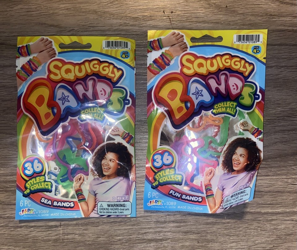 Squiggly Bands Shaped Rubber Bands 6PK Brand New Ja-Ru Fun Rubber ...