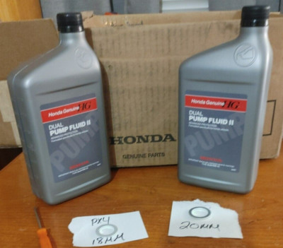 2 QUARTS GENUINE HONDA Dual Pump II Fluid W/Crush Washers 08200-9007 ...