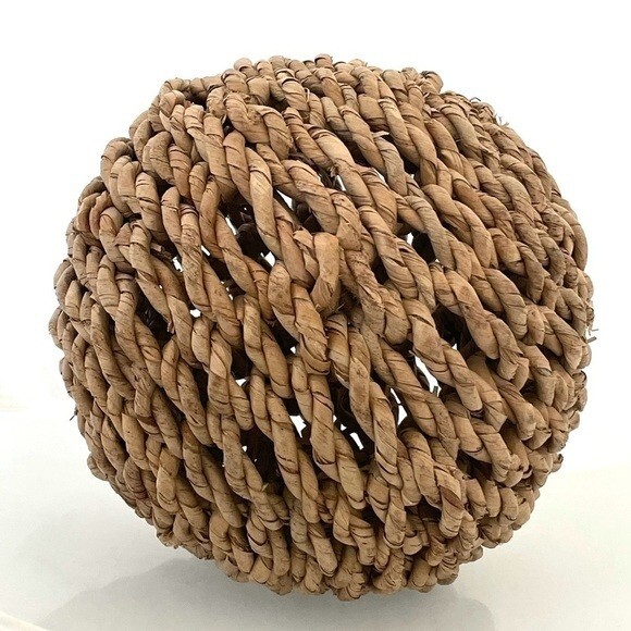 Rattan Rope Ball Home Decor Organic Rustic Art Accent 9” Natural Rope ...