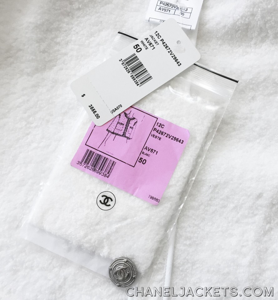 $3,555 CHANEL White *MOST WANTED* Terry JACKET * FR 48 50 / US 12 ~ NEW ...