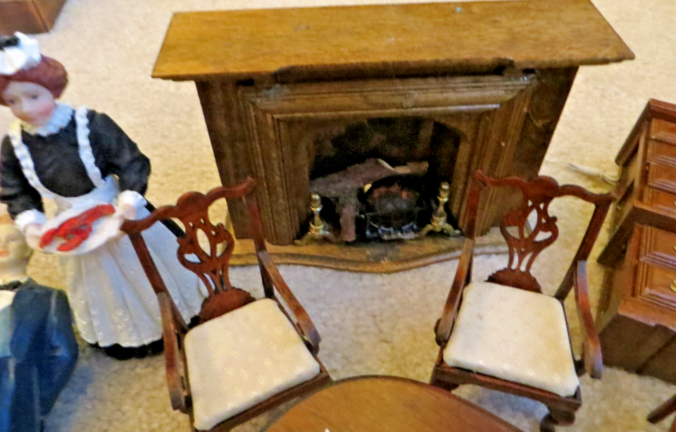 Big Lot of Vintage Doll House Furniture & Accessories Fireplace Maid ...
