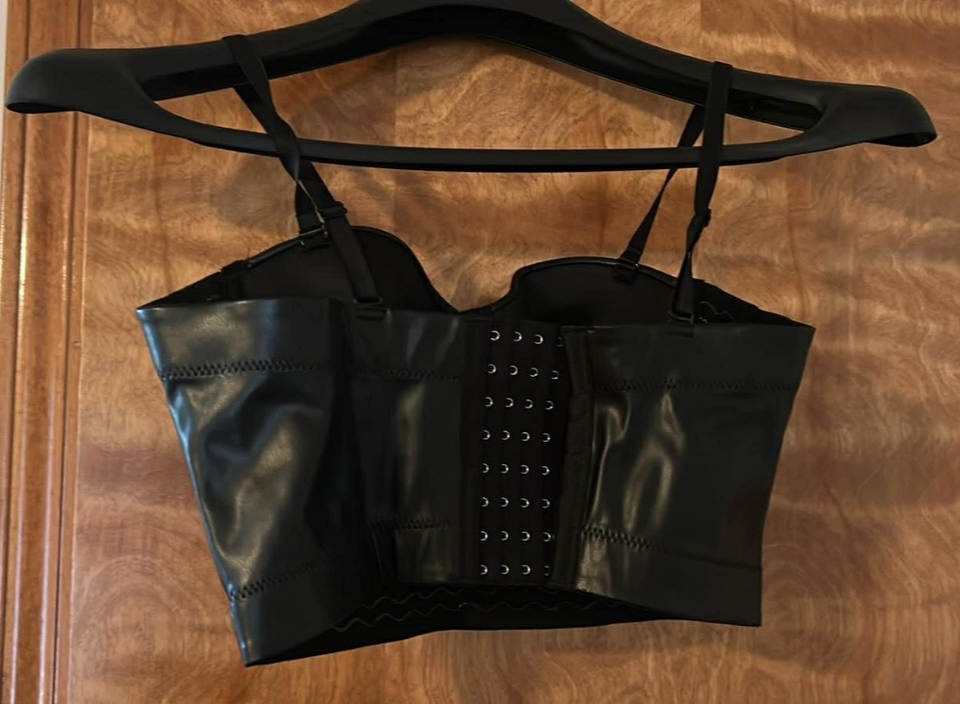 Women faux Leather Corset Top Crop Size Small NWOT | eBay