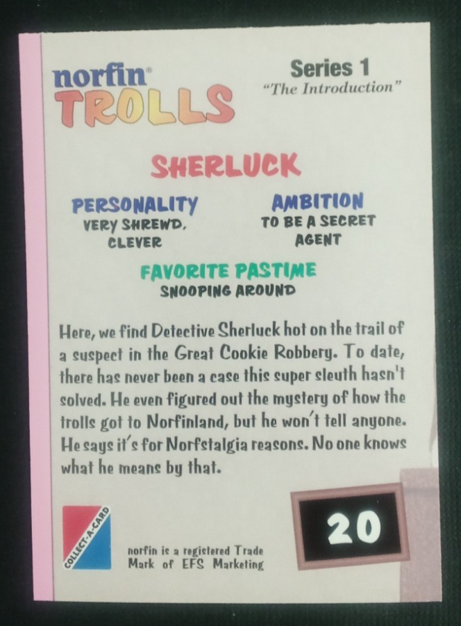 1992 Collect-A-Card Norfin Trolls Card Sherluck #20 | eBay