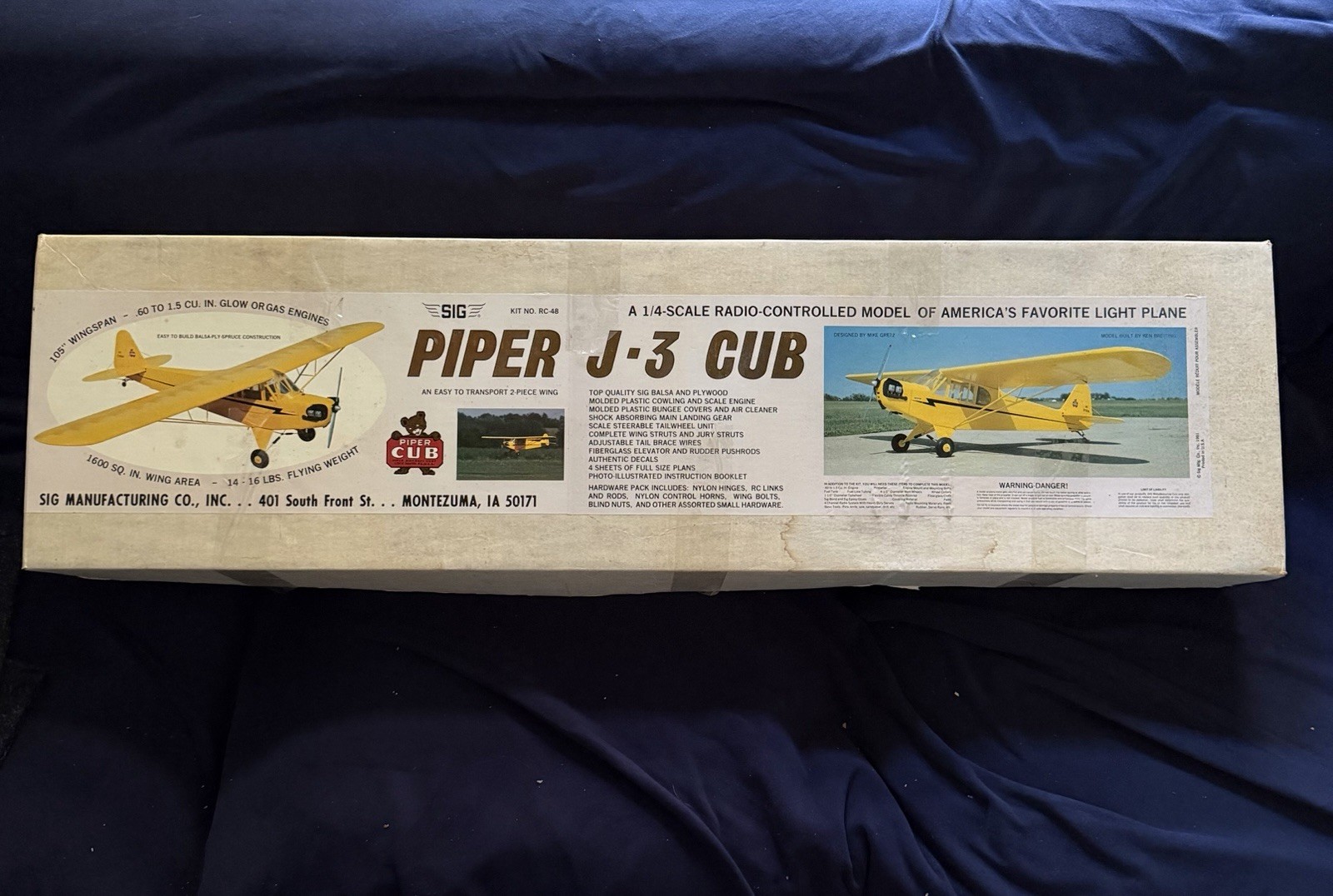 Vintage Sig Piper J-3 Cub Balsa RC Airplane Kit 1/4 scale 105" wing ...