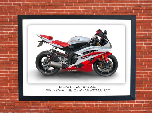 Yamaha YZF R6 Motorcycle A3 Size Print Poster on Photographic Paper ...