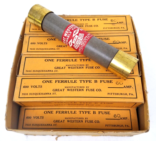 3360 Great Western 60 Amp 600V Renewable Fuse Box of 9 NEW *Next Day ...
