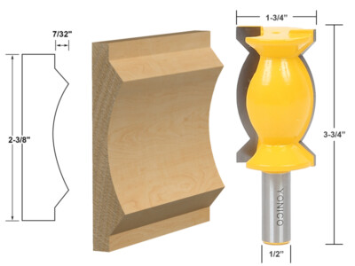 2-3/8" Crown Molding Router Bit - 1/2" Shank - Yonico 16152 | eBay