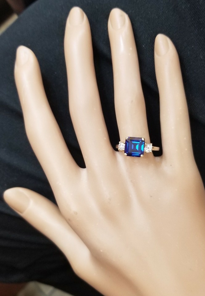 VINTAGE 14K GOLD RING 3.63CT. GEM BLUE SAPPHIRE | eBay
