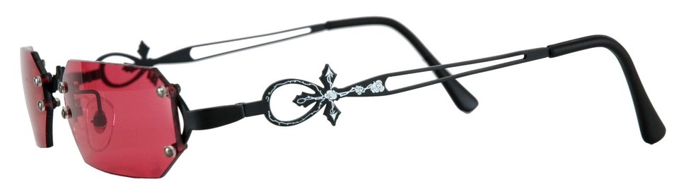 Gothic Vampire Glasses Black Red Rose Costume Sunglasses Dracula Goth ...