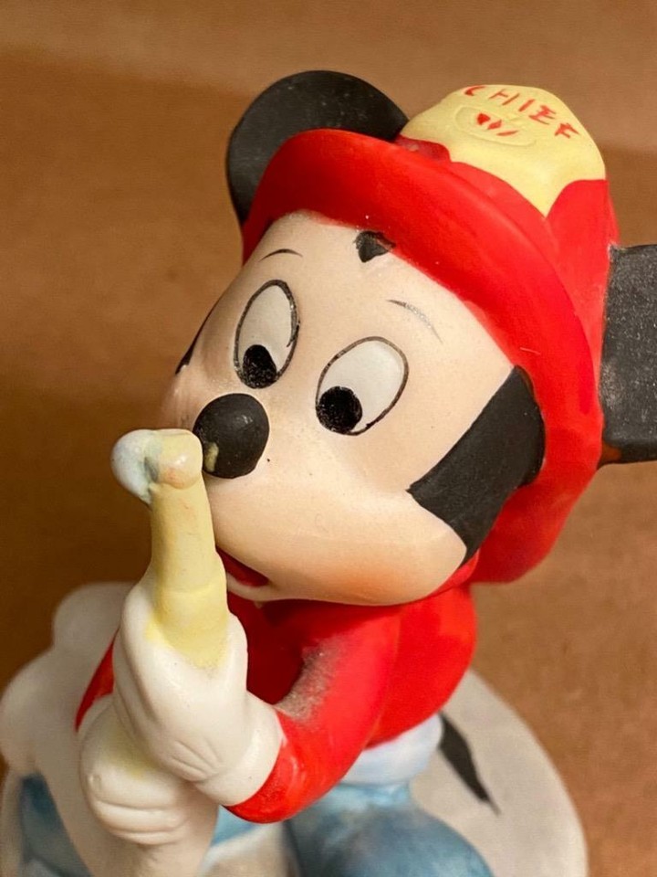 Vintage Walt Disney Productions Mickey Mouse Fire Chief Figurine w ...