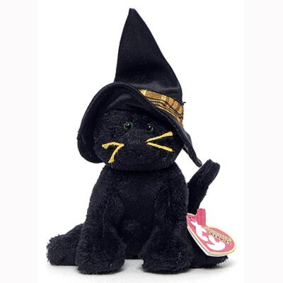 Merlin Black Cat with Black Witch Hat Ty Halloweenie Beanies MWMT 2005 ...