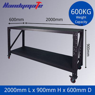 2Mx0.9Mx0.6M Steel Workbench Shelving Warehouse Stand With Wheels ...