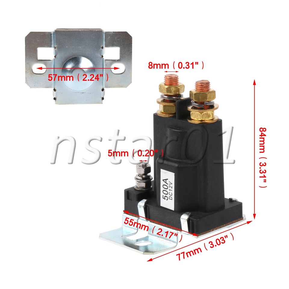 High Current Continuous Starter Relay 12V 500A for Car w/ Screw Yellow ...