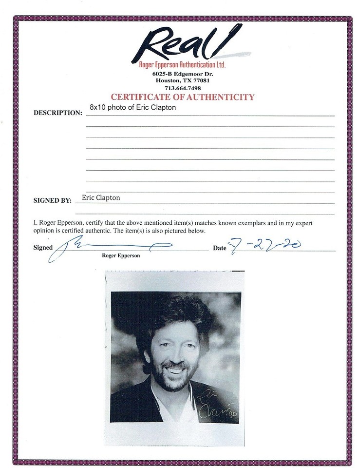 Eric Clapton Signed Photograph - Roger Epperson (REAL) COA | eBay