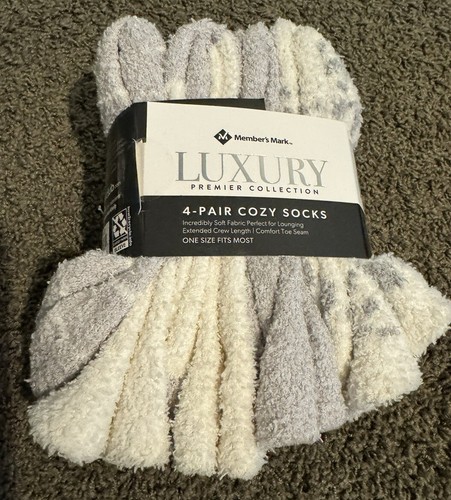 Members Mark ladies luxury 4 pair cozy socks Premier Collection Snow ...