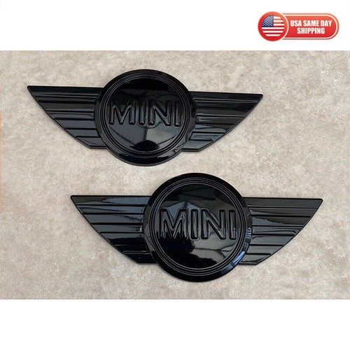 Gloss black Mini Cooper Emblems Bonnet Badge Sticker JCW R53 R55 R56 ...
