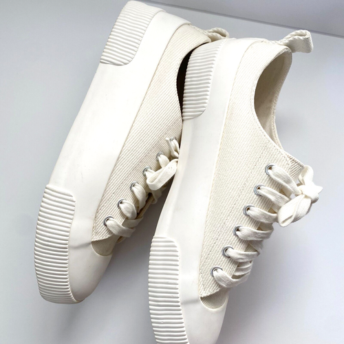 COS Mens Size EU 43 White Canvas Casual Cotton Shoe Lace Up Chunky Sole ...