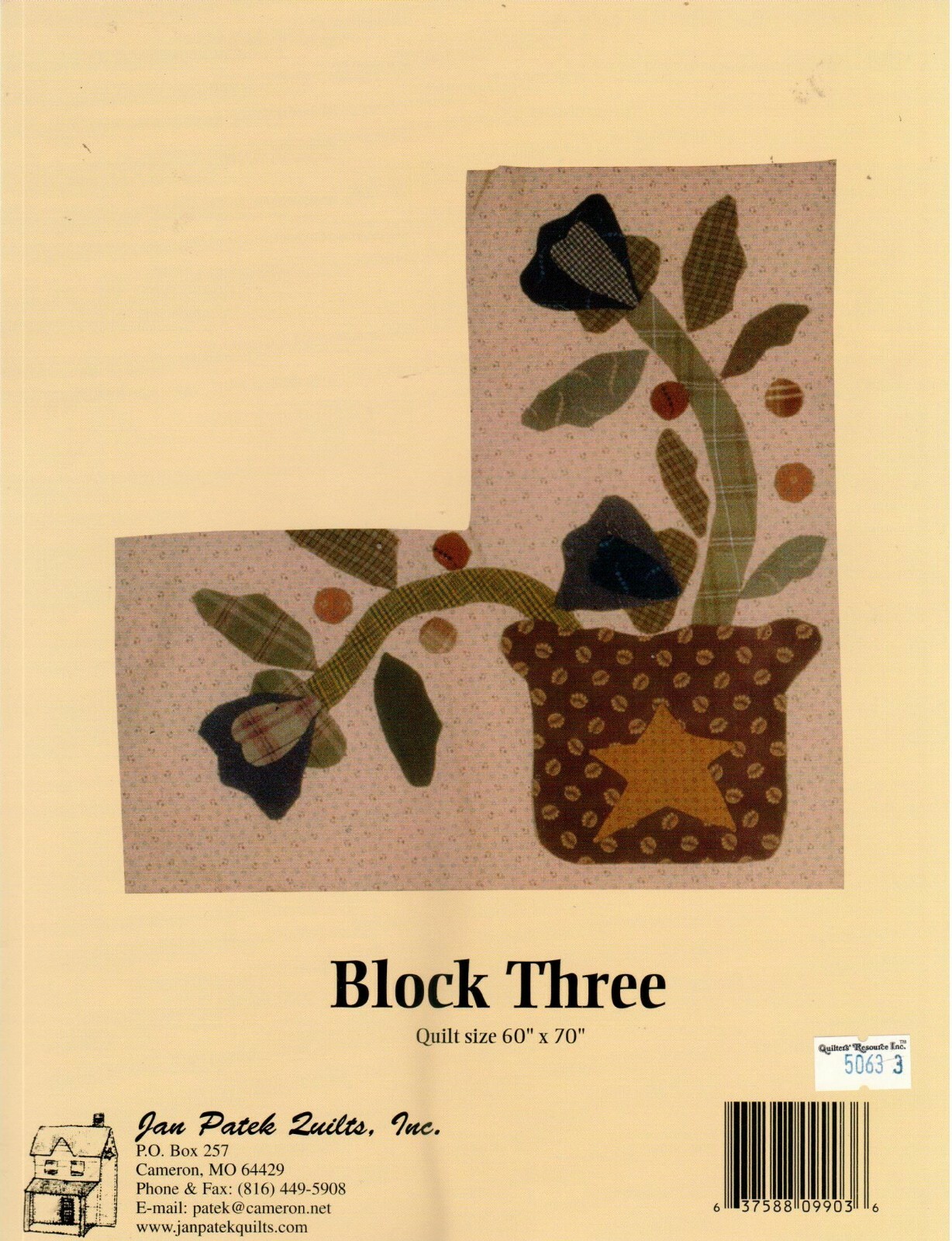 Millennium Garden Quilt Block Pattern Only Block Three by Jan Patek ...