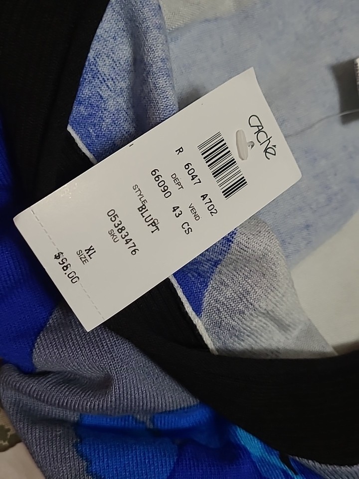 CACHE Womem's Multicolor Floral Abstract Knit Top Size XL New With Tags ...