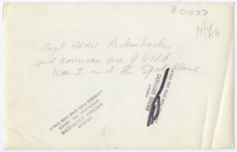 1918 WWI Ace Fighter Pilot Eddie Rickenbacker 94th Squad Spad XII ...