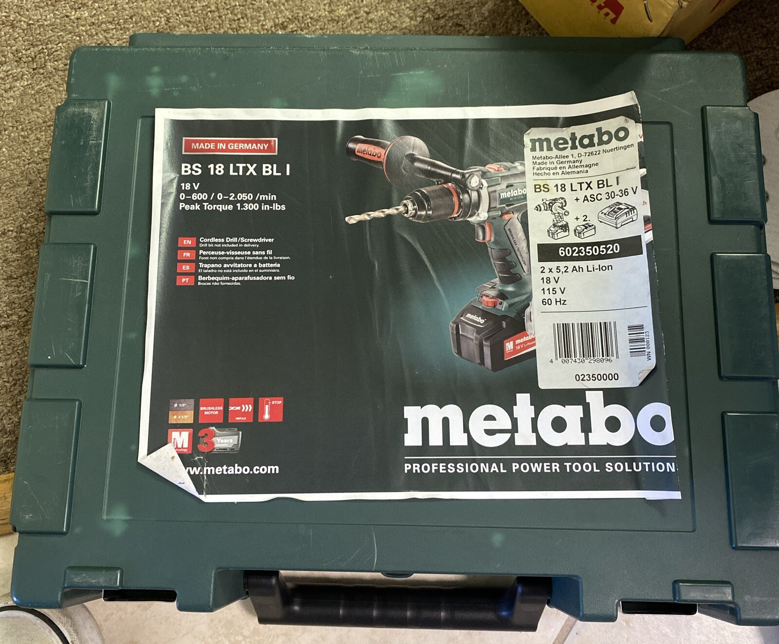 Metabo BS 18 LTX BL Quick 18V 2x5.2 Ah Li-Ion 1/2" in Drill Driver ...