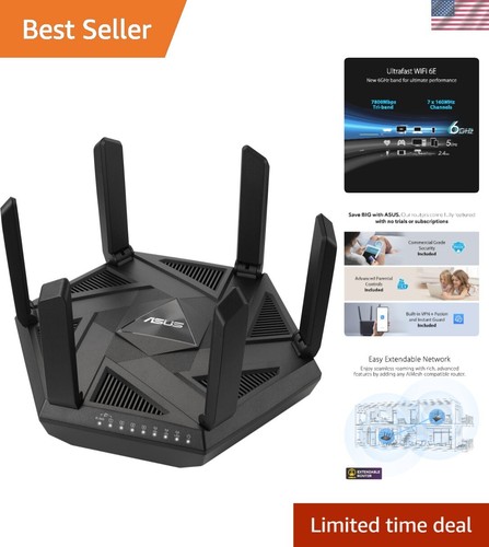 Advanced 6GHz WiFi 6E Router with AiMesh Support & Built-in Network ...