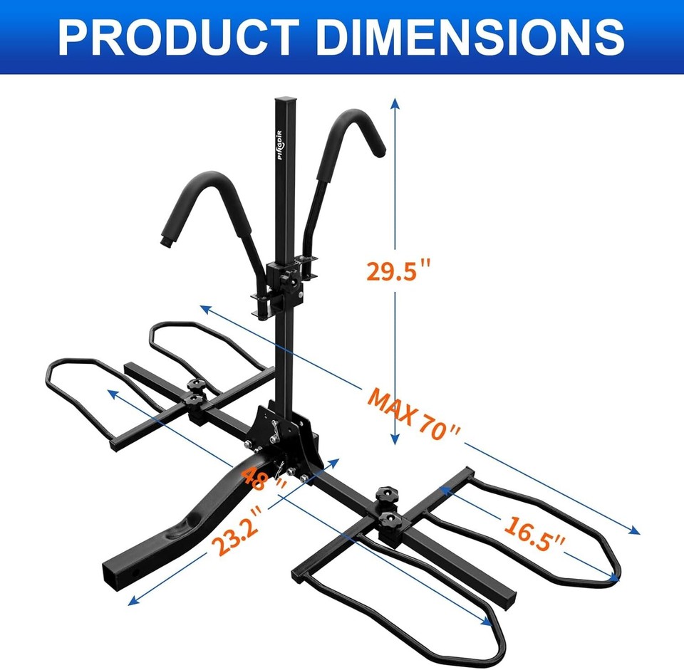 2 Fat Bike Rack Carrier Vehicle Mount Truck Hitch Heavy Duty Folding w ...