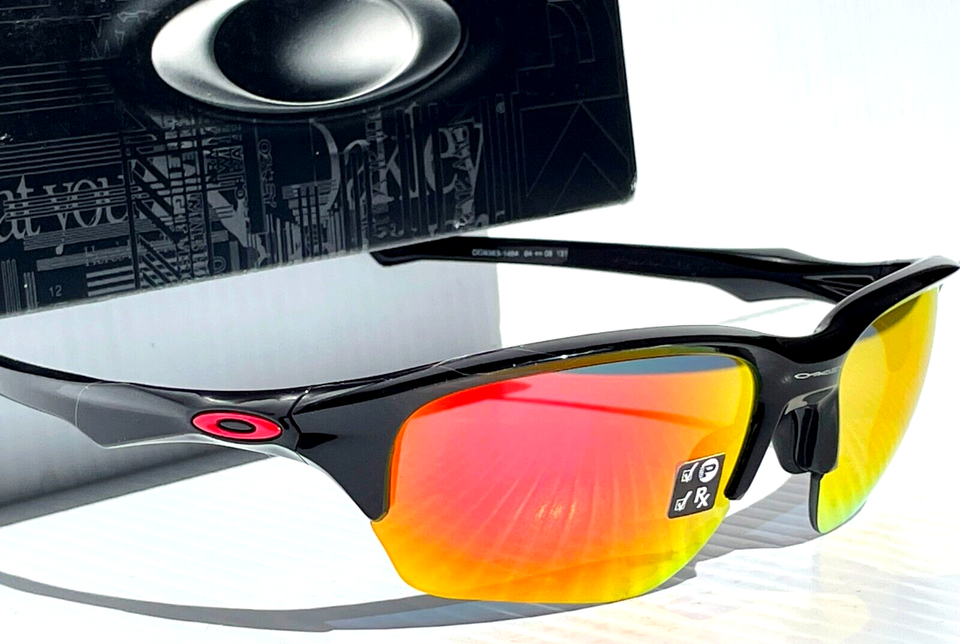NEW Oakley FLAK BETA Shiny Black POLARIZED Ruby Lens Sunglass 9363-14 ...