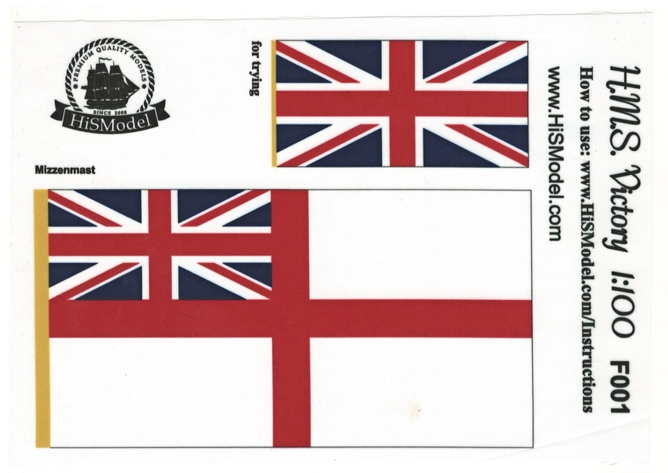 Heller HMS Victory 1:100 - set of flags and Draft scales for model ...