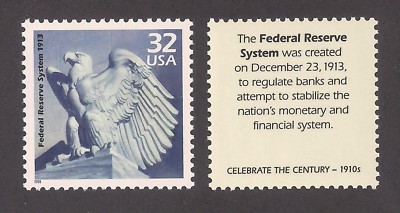 FEDERAL RESERVE SYSTEM CREATED 1913 - U.S. POSTAGE STAMP - MINT ...