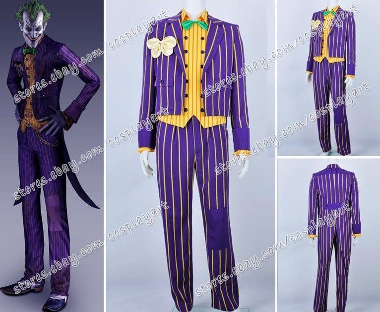 Batman Cosplay Arkham Asylum Costume Joker Stripe Suit New Ver Great ...