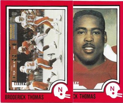 BRODERICK THOMAS 1989 Leesley 2 card lot Nebraska Cornhuskers Football ...