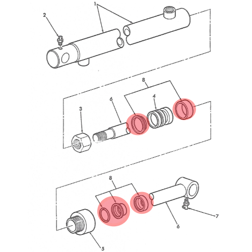 Lift Cylinder Seal Kit Compat/w Ford New Holland 7106 7108 7308 CASE ...