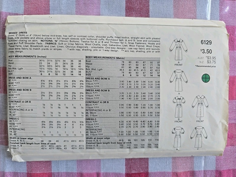 Uncut Butterick Sewing Pattern 6129. Misses's dress sizes 6-10 | eBay