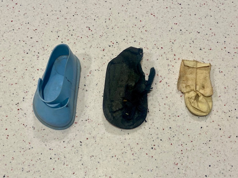 LOT Vintage Doll Clothes, Tops, Socks, Shoes. All used Shows Age, Used ...