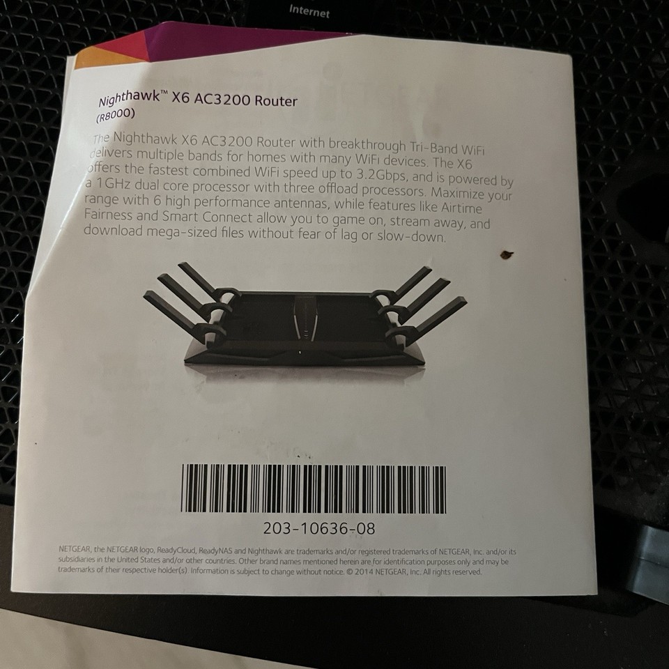 NETGEAR Nighthawk X6 AC3200 Tri-Band Wi-Fi Router Model R8000 | eBay