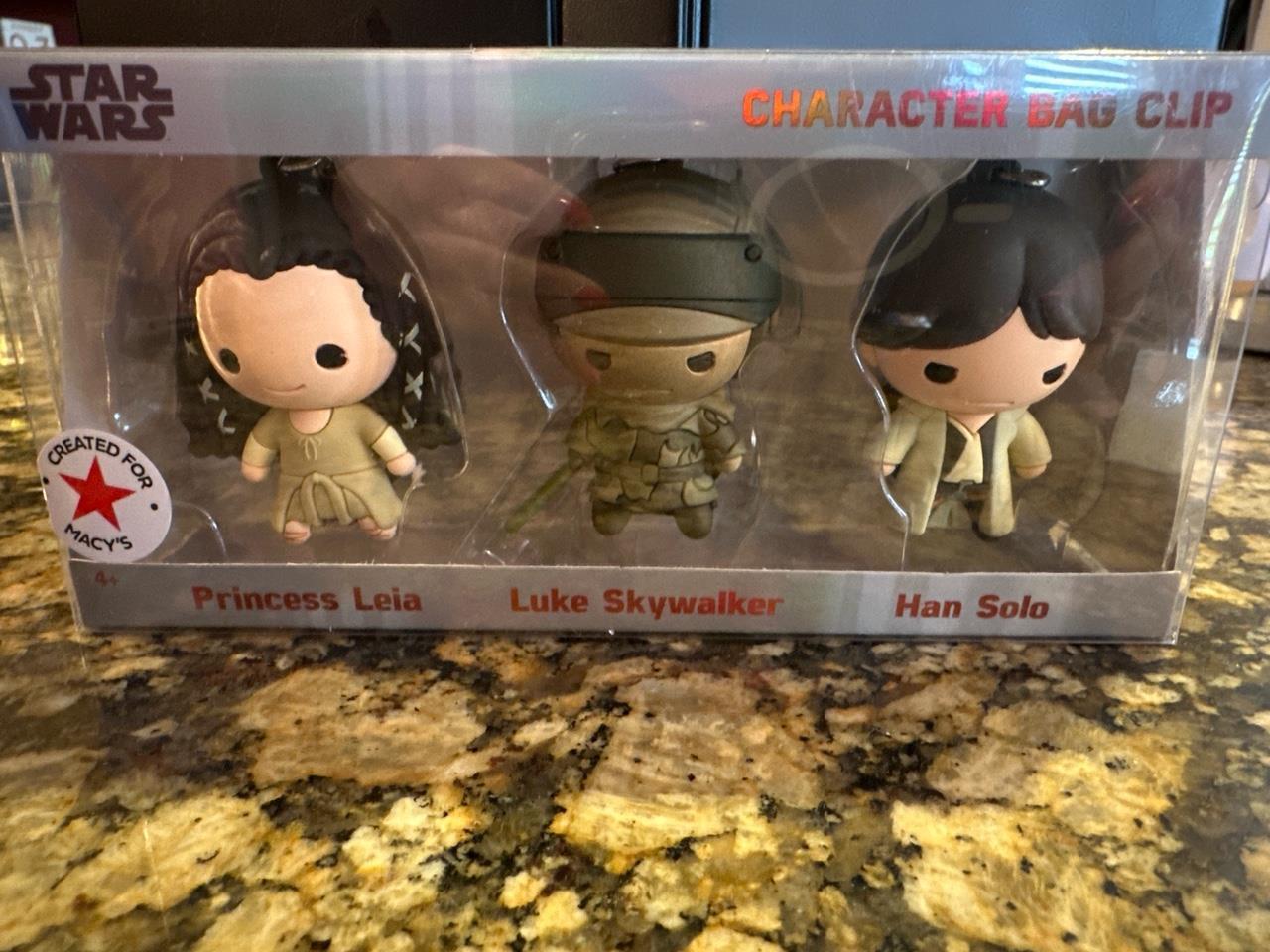 NIB STAR WARS CHARACTER BAG CLIPS 3 PK PRINCESS LEIA LUKE SKYWALKER ...