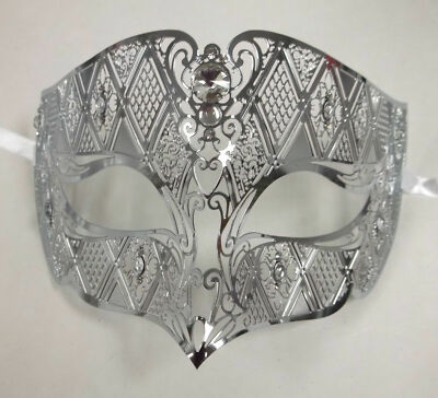 Silver Male Diamond Crystal Laser Venetian Masquerade Metal Filigree ...