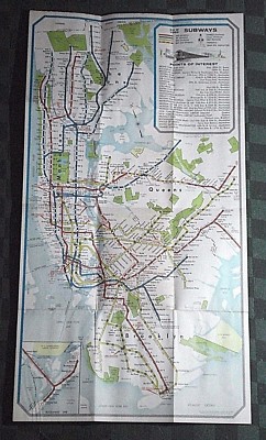 MAP 1960'S NEW YORK CITY SUBWAY TRAINS & LINES BELL PHONE SYSTEM YELLOW ...