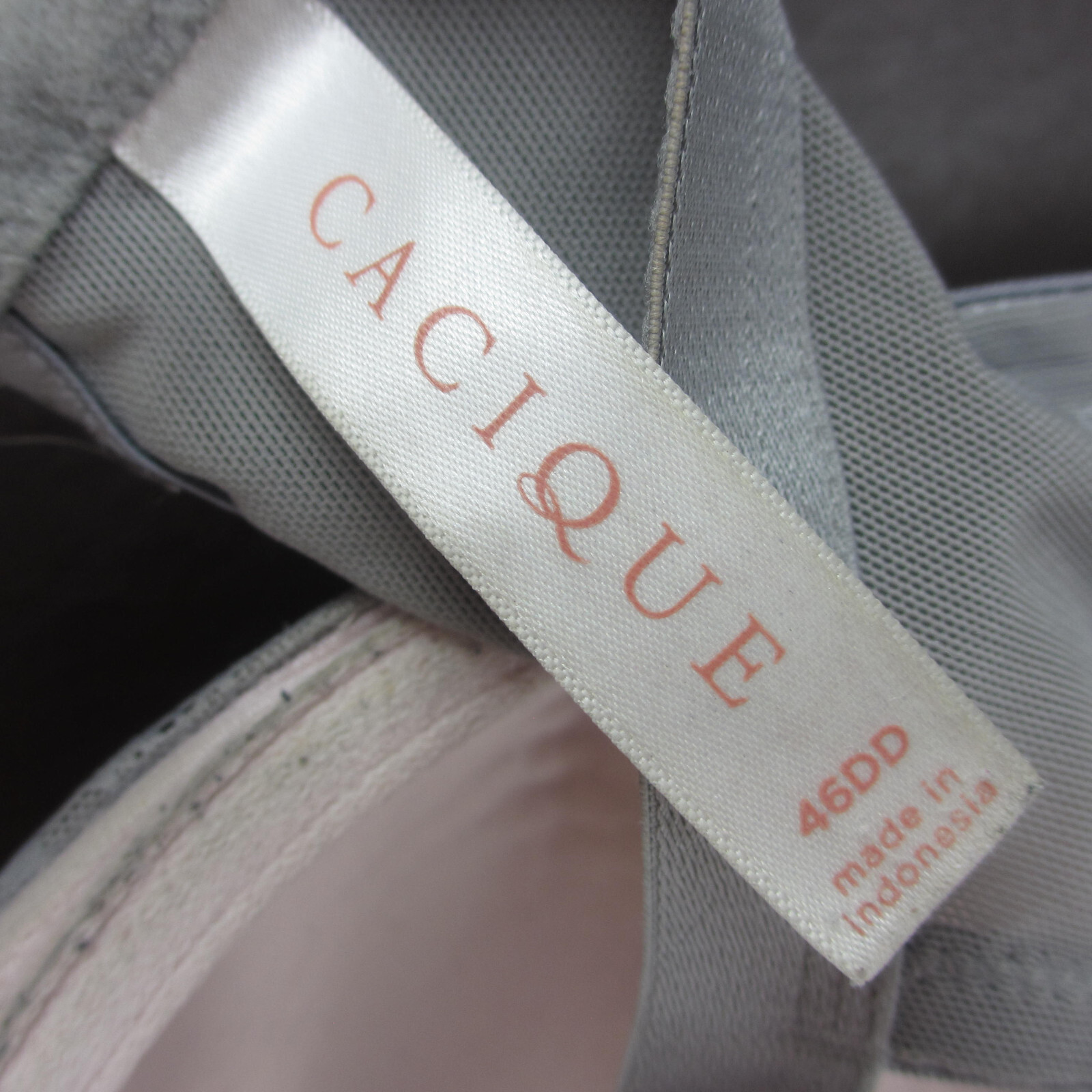 Cacique Bra Size 46DD Gray Lace Padded Underwire Adju… - Gem